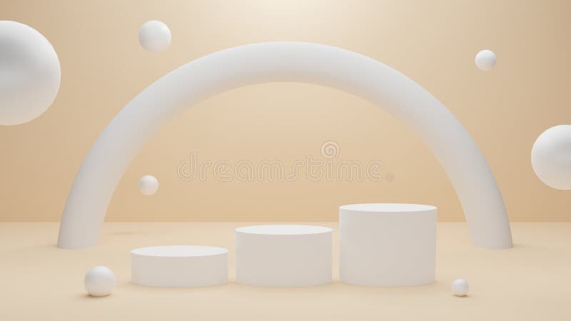 White Podium or White Circle Platform on the Studio Bright Lighting, 3D ...