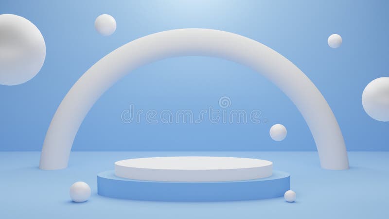 White Podium or White Circle Platform on the Studio Bright Lighting, 3D ...