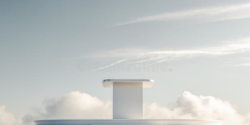 White Podium with Cloud Above on Tiered Platform Stock Photo - Image of ...