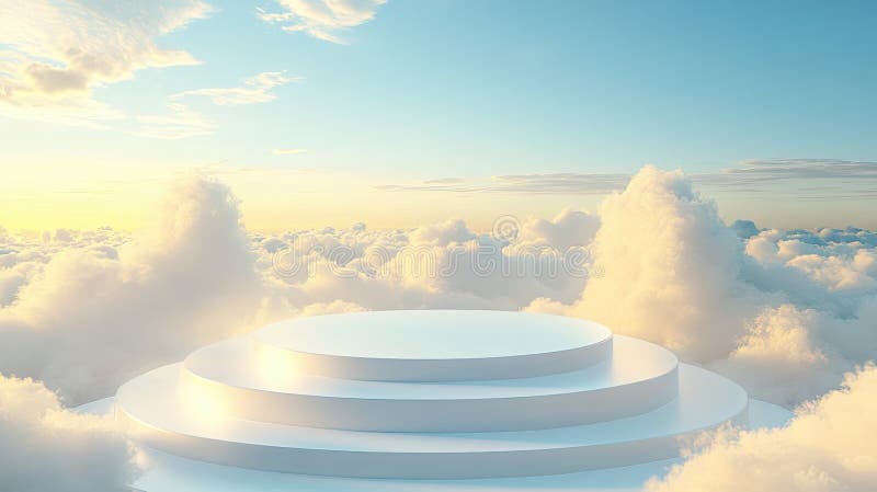 White Podium in Clouds, Heavenly Platform, Dreamy Scene Stock ...
