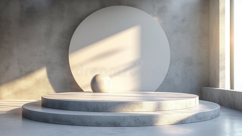 White Podium in an Empty Room with a Concrete Wall. Award Ceremony ...