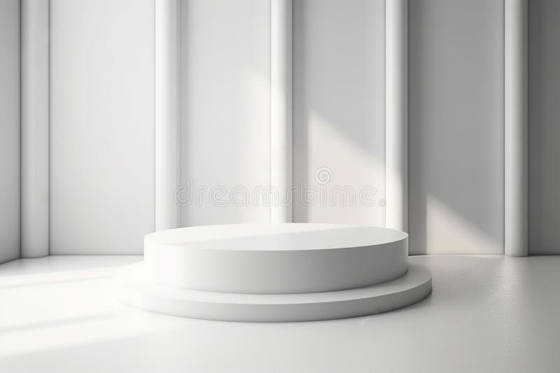 White Podium in Empty Room with White Wall and Floor. 3d Rendering for ...