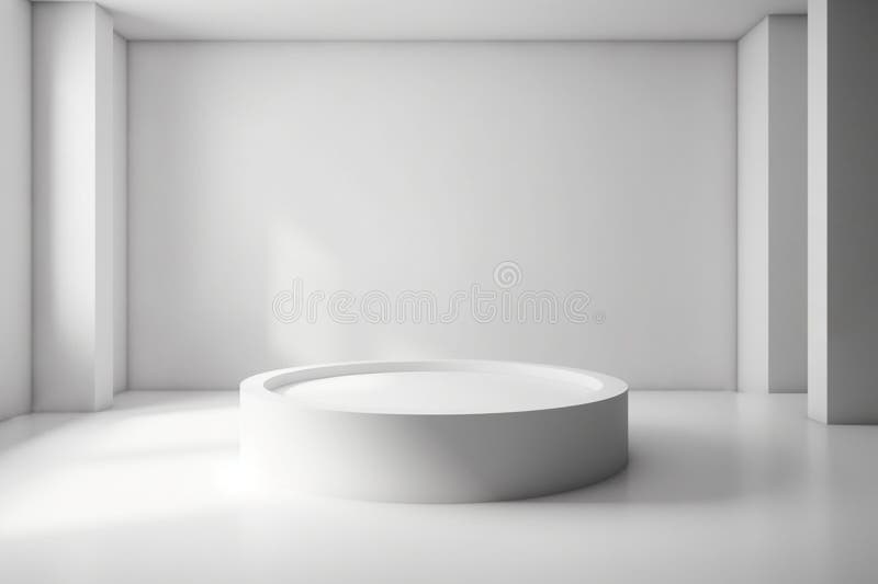 White Podium in Empty Room with White Wall and Floor. 3d Rendering for ...