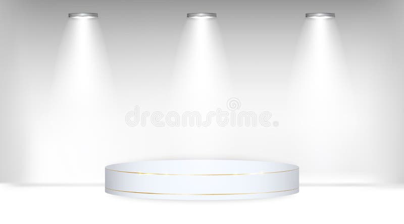 White Podium on Light Background with Spotlights Illuminated ...