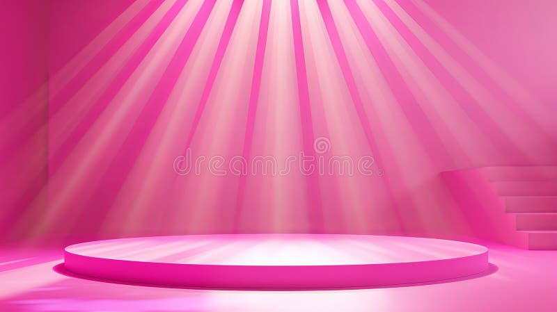White Podium on Pink Stage with Product Spotlight, Abstract Scene on ...