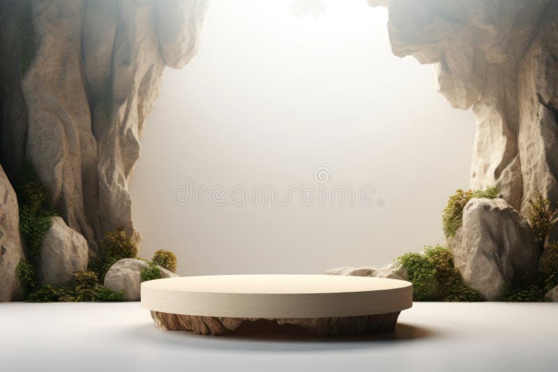 White Podium Platform in the Middle of a Cave, Created by Generative AI ...