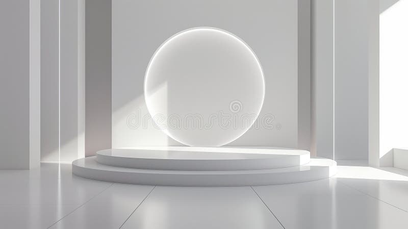 White Podium for Product Display in Room with Concrete Wall Stock ...