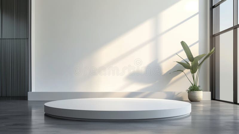 White Podium for Product Display in Room with Concrete Wall Stock ...