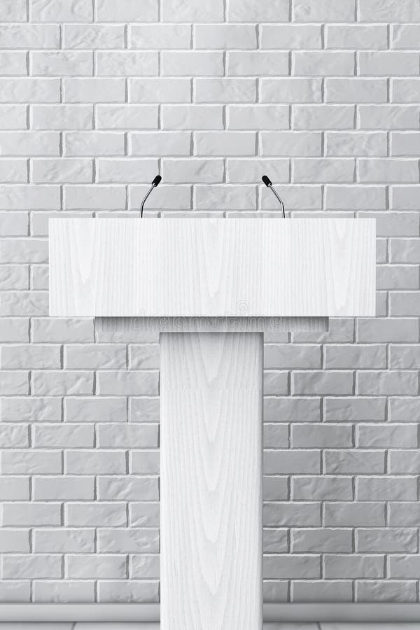 White Podium Tribune Rostrum Stand with Microphones. 3d Rendering Stock ...