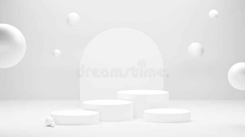 White Podium or White Circle Platform on the Studio Bright Lighting, 3D ...