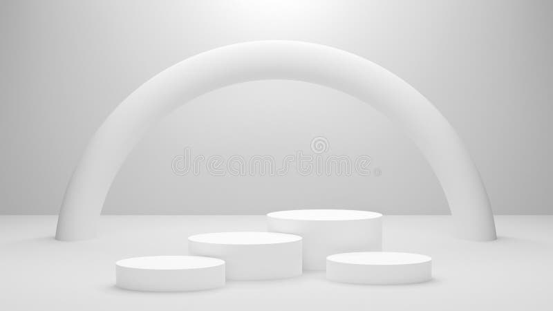 White Podium or White Circle Platform on the Studio Bright Lighting, 3D ...