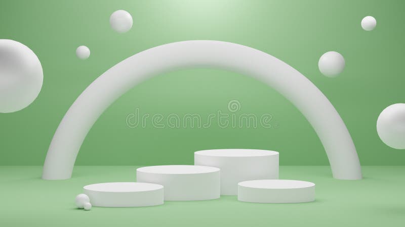 White Podium or White Circle Platform on the Studio Bright Lighting, 3D ...