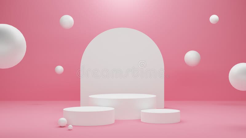 White Podium or White Circle Platform on the Studio Bright Lighting, 3D ...