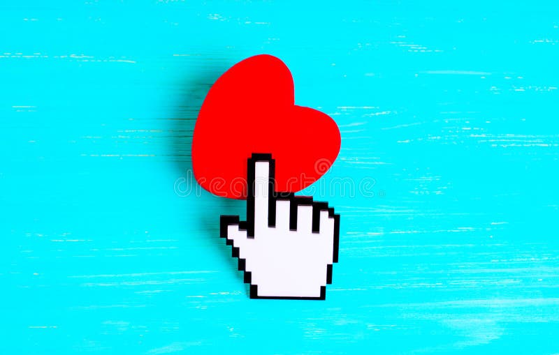 White Pointer Cursor Shape Clicks Red Heart Stock Image - Image of ...