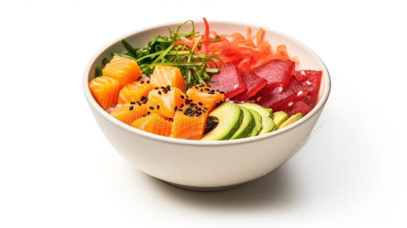 A White Poke Bowl Filled with Different Types of Food Stock Photo ...