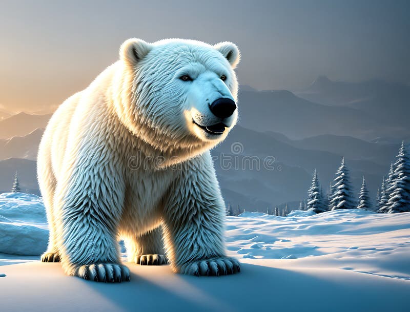 A White Polar Bear Standing in the Snow. Stock Photo - Image of animal ...