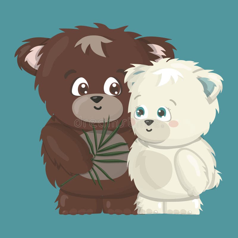 White Polar And Brown Grizzly Smiling Happy Bears Poses Seamless
