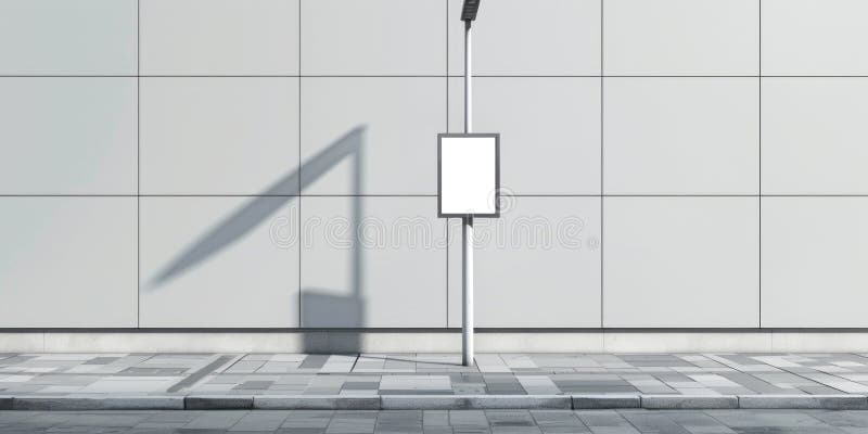 A White Pole with a Sign on it is Standing in Front of a White Wall ...