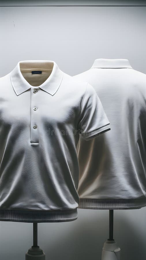 White Polo Shirt with Collar, Buttons, and Short Sleeves on White ...