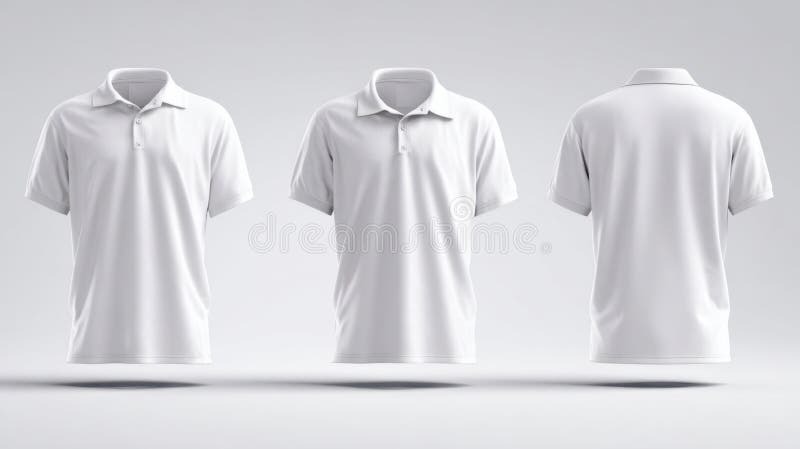 The White Polo Shirt Displayed in Three Different Angles for Mockup ...