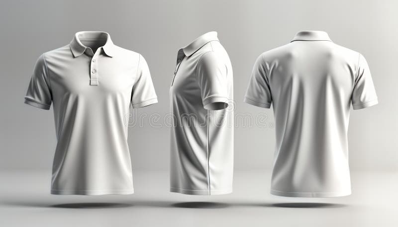 White Polo Shirt Mockup. Three Different Angles Show Front Side and ...