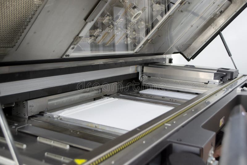 White Polyamide Powder on Working Surface of Open 3D Printer. Polyamide ...