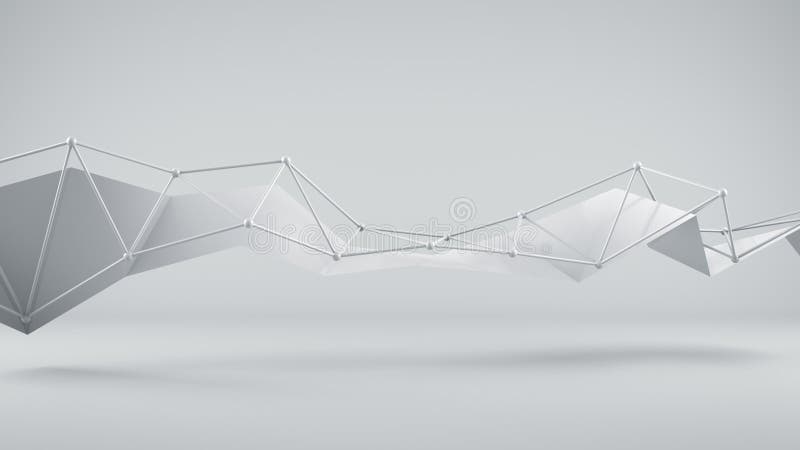 White Polygonal Wavy Shape 3D Render Stock Illustration - Illustration ...