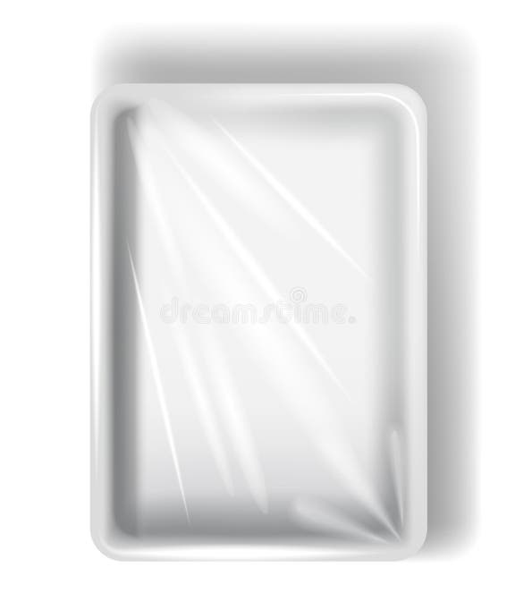 White Polystyrene Packaging, with Transparent Film. Isolated on White ...