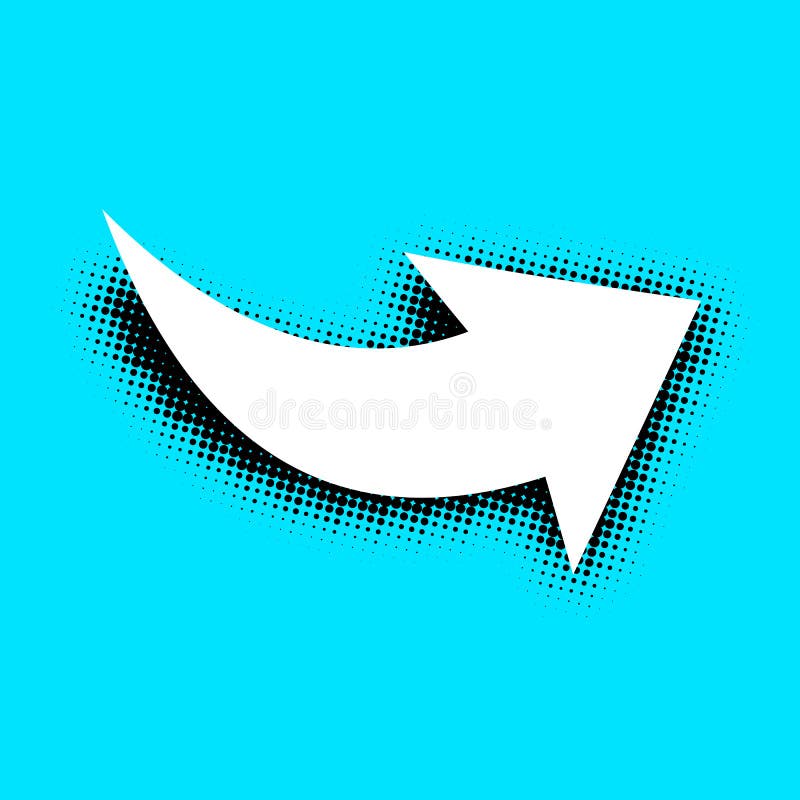White Pop Art Arrow on Blue Background. Stock Vector - Illustration of ...