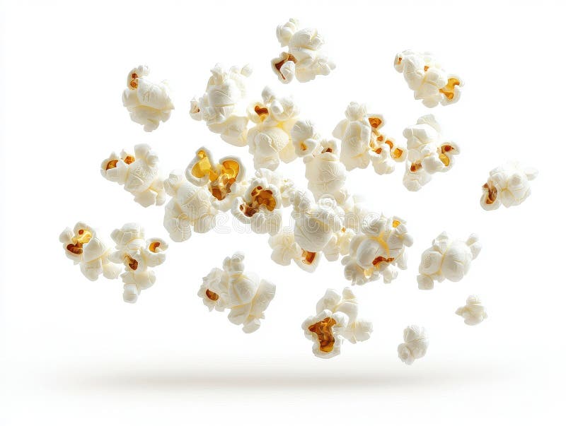 White Popcorn Kernels Falling Isolated Background Food Stock ...