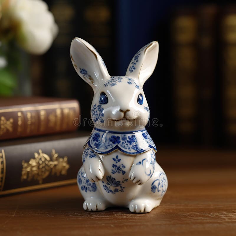 Blue White Porcelain Rabbit Stock Illustrations – 45 Blue White ...