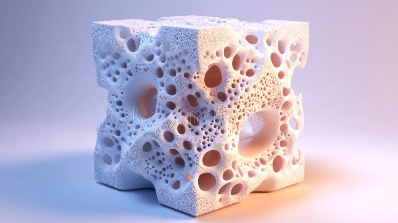 White Porous Cube Abstract 3D Render Stock Illustration - Illustration ...