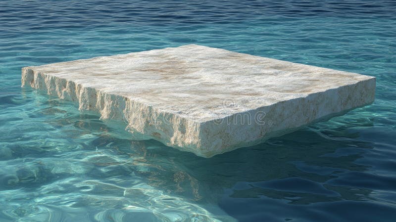 White Porous Stone Block Floating on Turquoise Water Stock Illustration ...