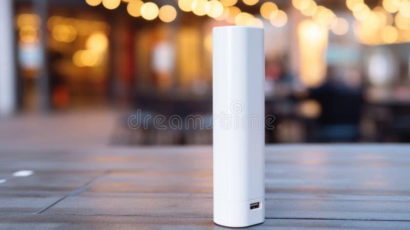 A White Portable Charger on a Table in a Restaurant, AI Stock Photo ...