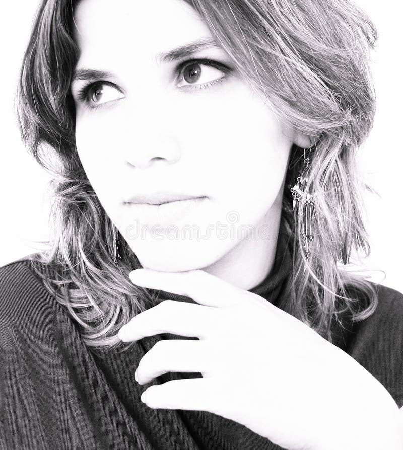 Black and White High Key Woman Portrait Stock Image - Image of european ...