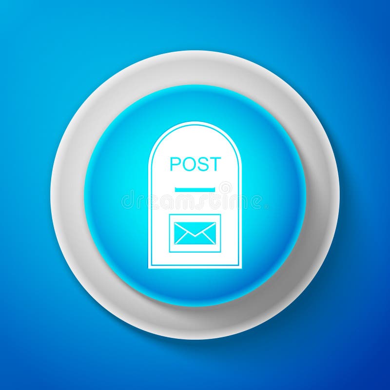 White Post Box Icon Isolated on Blue Background. Mail Box Sign Stock ...