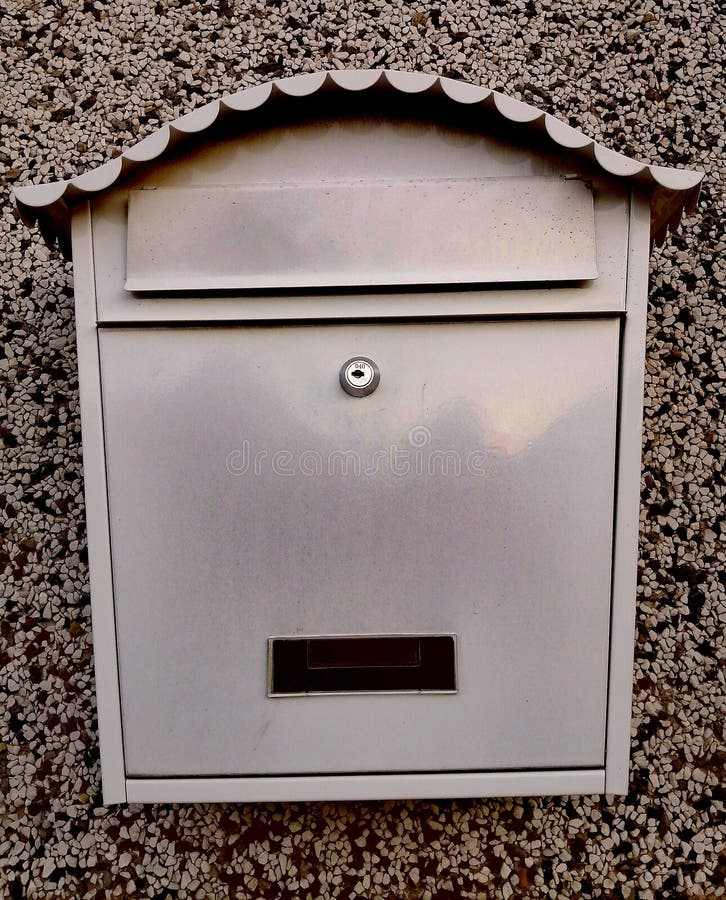 A White Post Box Standing on the House. Stock Image - Image of post ...