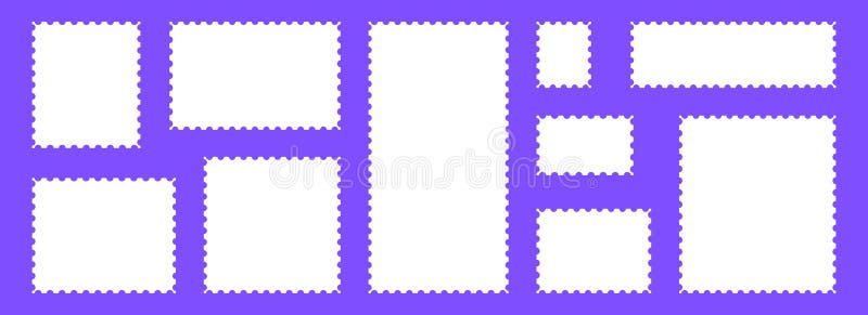 White Postage Stamps Set. Post Stamp Frames and Borders Stock Vector ...