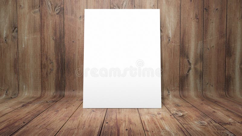 White Poster on Curved Wooden Background Stock Photo - Image of layout ...