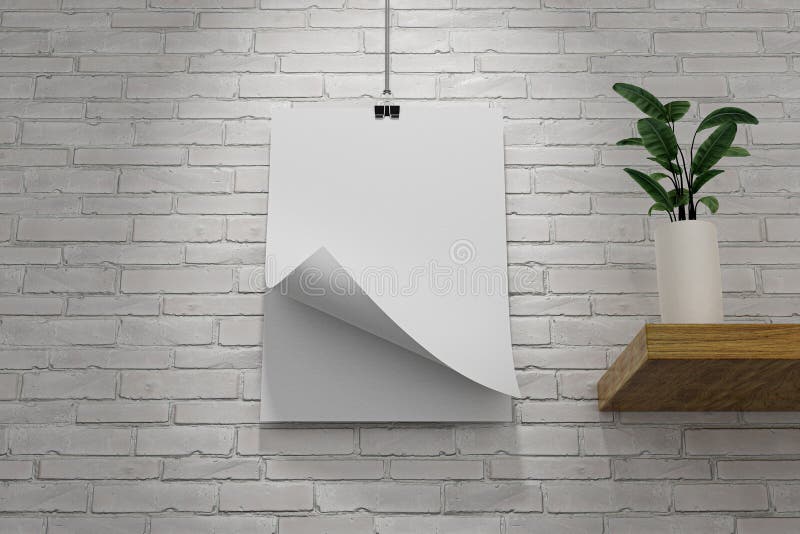 A White Poster Hanging on a Brick Wall with One Corner Flipped Over ...
