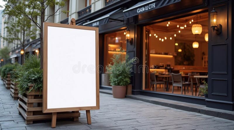 The White Poster Mockup Displayed Outside the Restaurant Stock ...