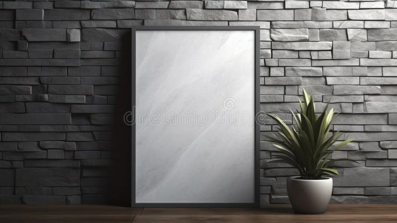 White Poster Mockup on Slate Wall - AI Generated Stock Illustration ...