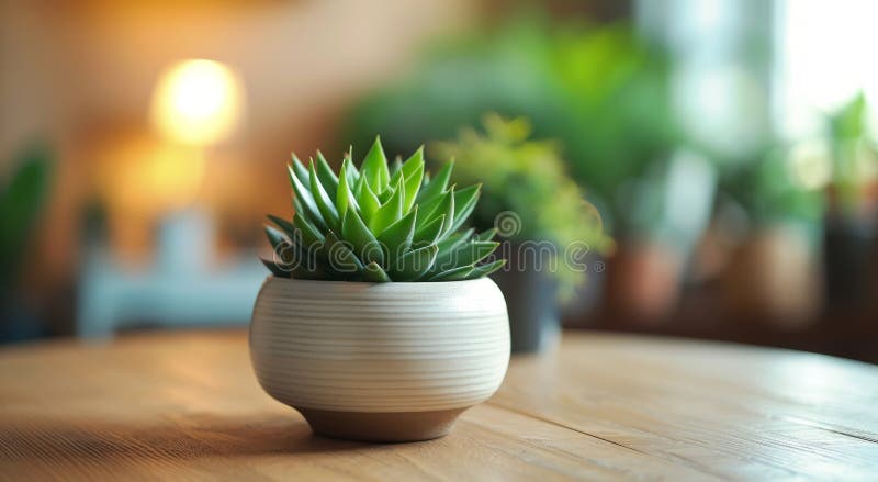 Potted Plant on Wooden Table Stock Image - Image of plant, minimalist ...