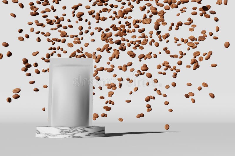 Pouch Bag Mockup Falling Coffee Beans Stock Illustrations – 86 Pouch ...