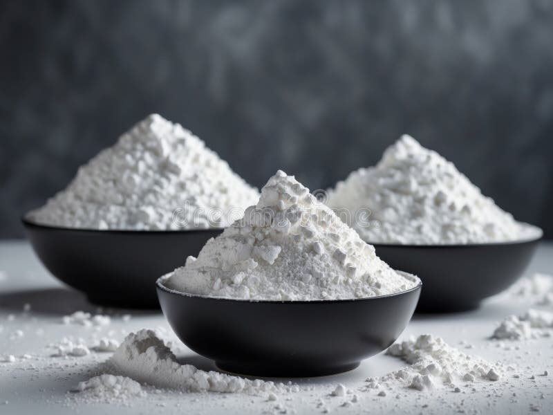 White Powder in Black Bowls on Dark Background. Stock Photo - Image of ...