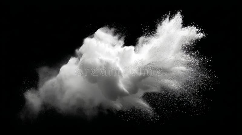 White Powder Bursting Against Dark Surface, Generating Dynamic Visual ...