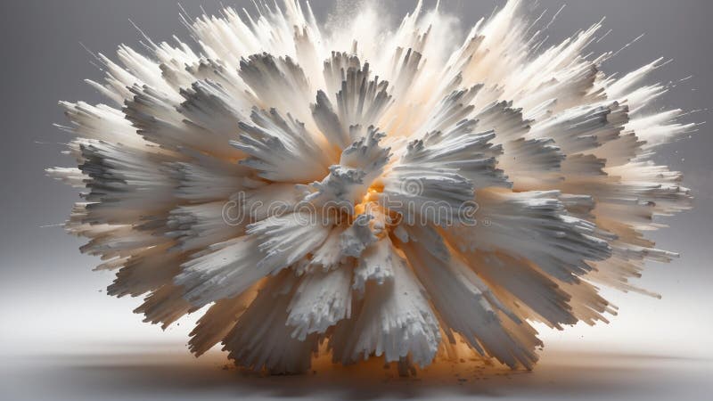 White Powder Center Radial Explosion Isolated in White Ai Generated ...