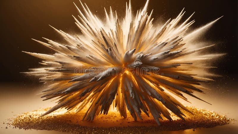 White Powder Center Radial Explosion Isolated in Gold Ai Generated Stock Illustration ...