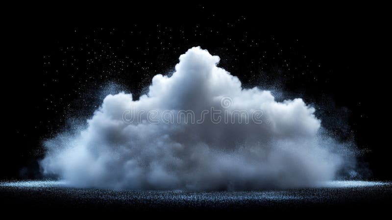 White Powder Cloud Explosion on Black Background Stock Illustration ...