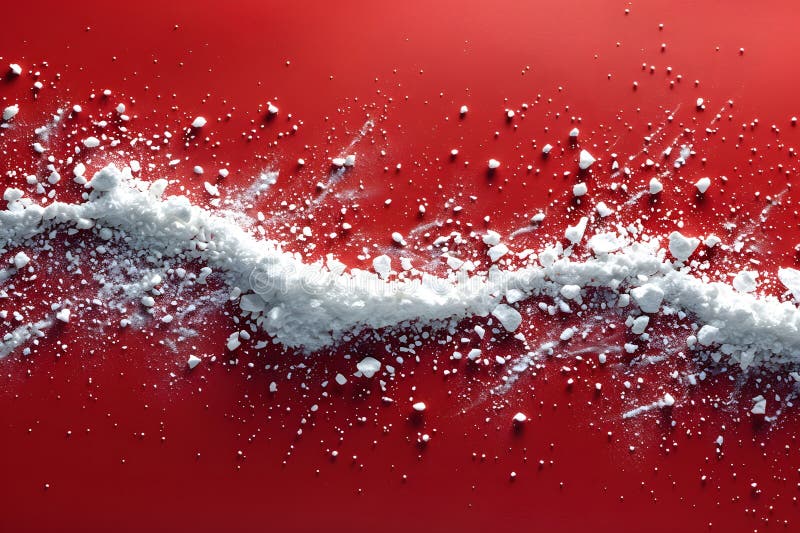 White Powder and Crystals on Red Surface for Design Elements and ...